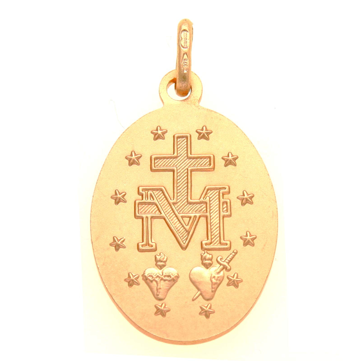 9ct Gold Miraculous Medal Catholic Pendant - 18mm x 14mm Miraculous Me ...