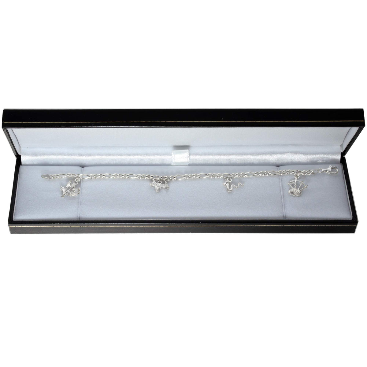 Alexander Castle Sterling Silver Scottish Charm Bracelet with Nessie,